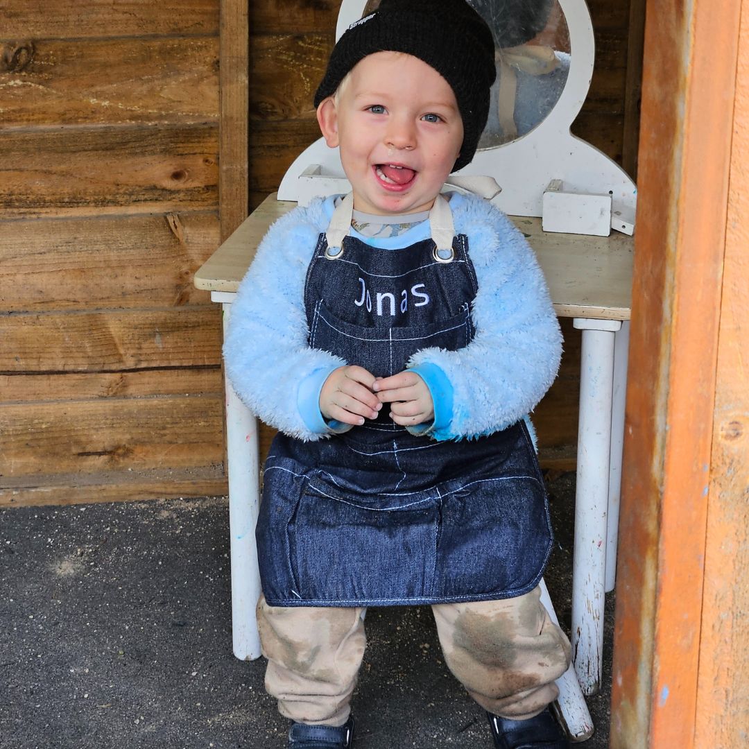 Personalised Children's Denim & Cotton Smock/Apron w. Embroidered Name ...